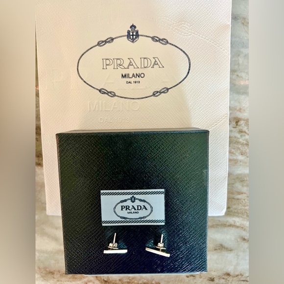 Prada | Jewelry | Prada 222 Symbole Earrings Triangle Logo | Poshmark